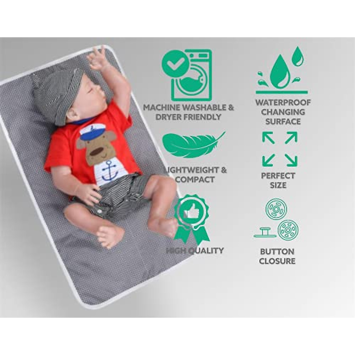 Generic Portable Diaper Changing Pad Waterproof Foldable Baby Changing Mat Travel Diaper Change Mat Lightweight Changing Pads for Baby Baby Changer White Whale BCP