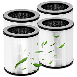 4 Packs P60 H13 True HEPA Replacement Filters Compatible with TPLMB P60 and Vhoiu KJ50 Air Cleaner Purifier , Part # P60-RF, 3 in 1 Filter of Nylon Pre-Filter,True HEPA Filter, Activated Carbon Filter