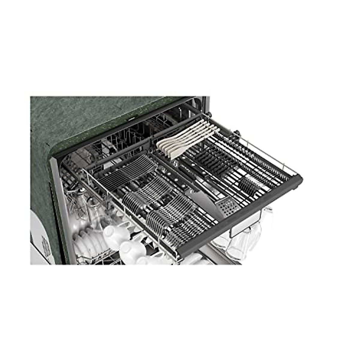 SHARP Smart Dishwasher Works with Alexa. Includes LED Interior lights, Stainless Steel interior, Heated Dry with Fan Assist, Wash Zone cleans half load on either rack, Adjustable Third Rack