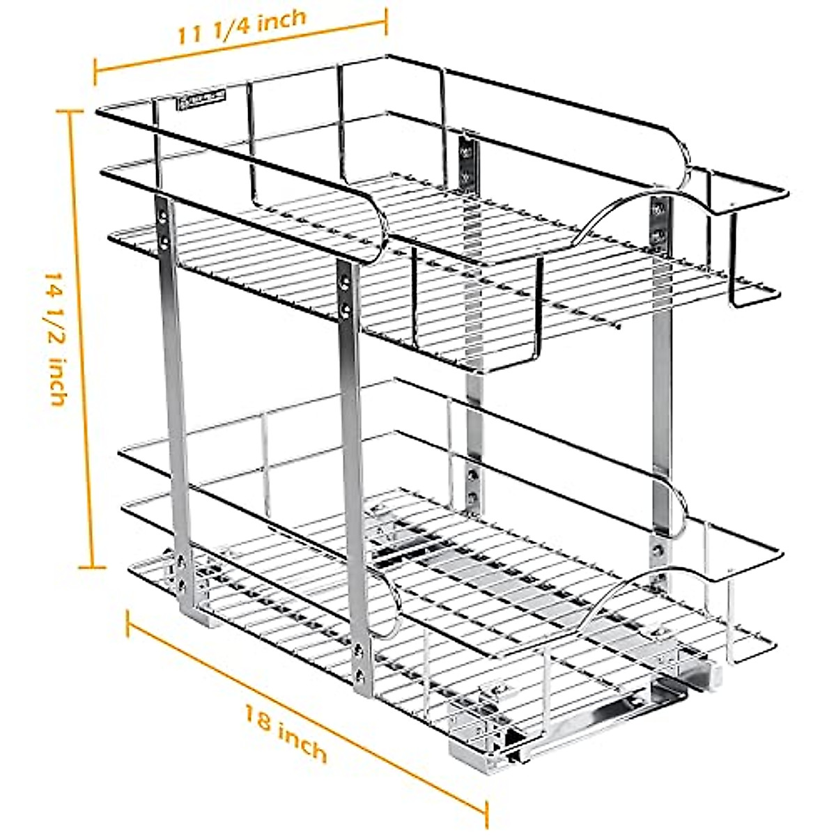 Tiger Pull Out Drawer Organizer, Double Tier Shelves 12" W x 18" D x 16"H, Great for Vanities Under Sink, Perfect for 15" Wide Cabinet Or More