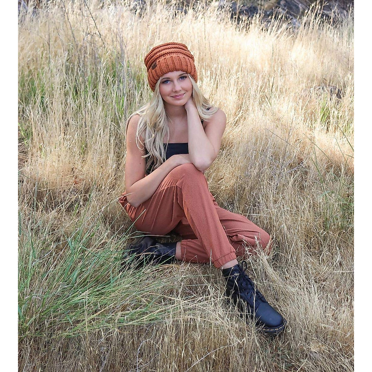 Funky Junque Oversized Slouchy Beanie - Rust