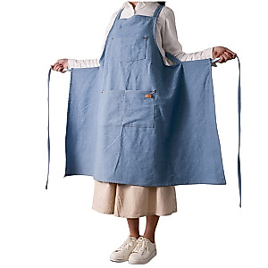 Gautsa Denim Matching Apron for Kids and Adults, Children Age 4-7 9-12, Cooking Gardening Painting BBQ… (lightblue, adult)