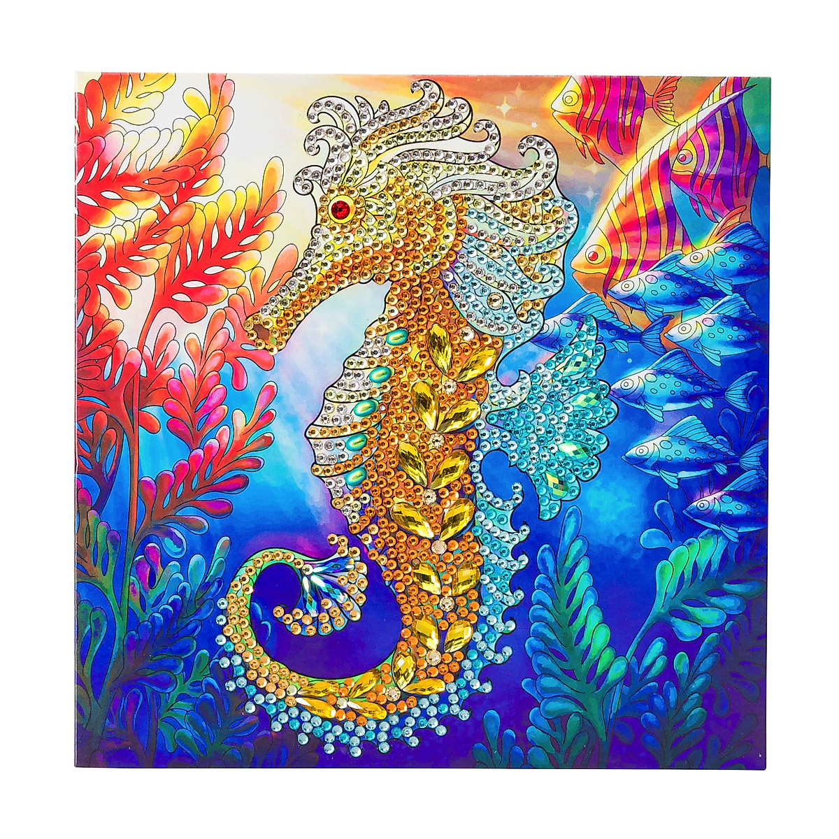 Crystal Art Diamond Painting Card Kit - Seahorse- Create Your Own 7"x7" Card Kit - for Ages 8 and up