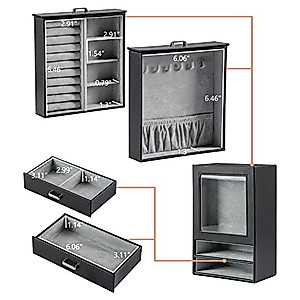 Kendal Jewelry Boxes for Girls Women, Stand Layer Jewelry Organizer Box Display Necklace, Earring, Ring, Jewelry Storage Case, Black Leather Jewelry Box for Women's Day as Ideal Gift (Black)