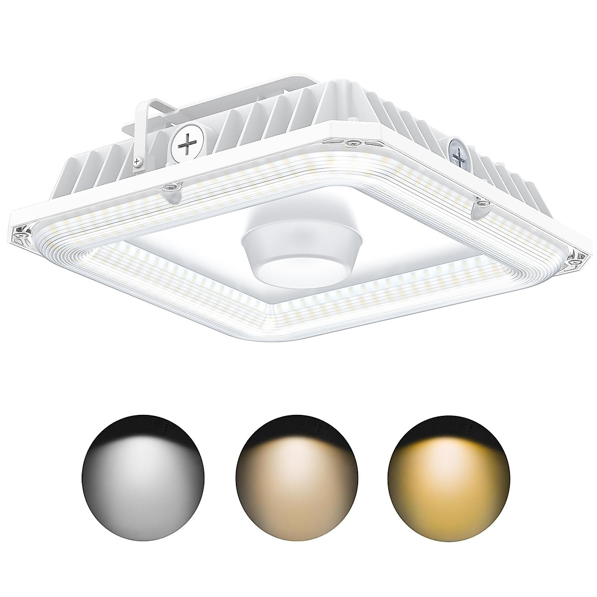 BBESTLED LED Canopy Light with Photocell, 60W 80W 100W Adjustable, UL&DLC Listed 13500LM Carport Lights 3000K/4000K/5000K, AC100-277V IP65 Waterproof Canopy Light for Gas Station, Dusk to Dawn