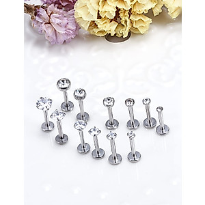 Vsnnsns 16G Lip Rings Stainless Steel Labret Jewelry Monroe Lip Rings Nail Cartilage Tragus Helix Earrings Studs Piercing Jewelry Medusa Piercing Jewelry For Women Men 16 Gauge Earrings 8mm Silver