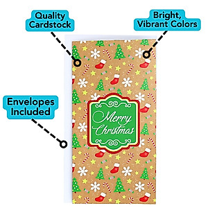 Iconikal Kraft Christmas Gift Card/Money Holders and Envelopes, 30-Count