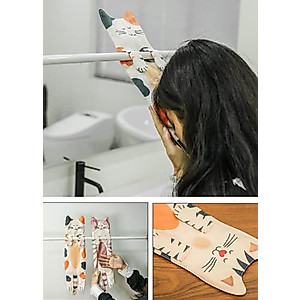 XIYUAN 2Pack 21in Bathroom Kitchen Fun Cat Hand Towel, Cute Cat Decorative Towel, Hanging Face Towel, Super Absorbent and Soft, for Cat Lovers, Home Sweet Home Gift (Pink Black)