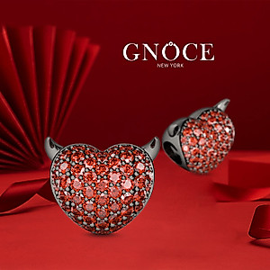GNOCE Devil‘s Heart Charm Bead 925 Sterling Silver Charms Fits Women's Charm Bracelet/Necklace Jewelry For Birthday Gift