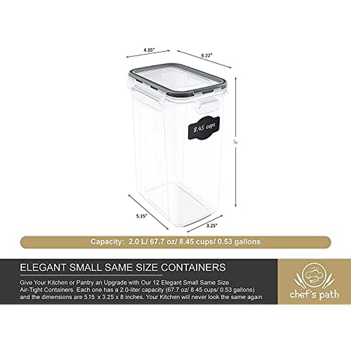 Airtight Food Storage Containers with Lids for Kitchen & Pantry Organization - Set of 12/2L Each - Kitchen Must Haves for Flour, Sugar & Dry Food Storage - BPA Free Plastic Canisters with Accessories