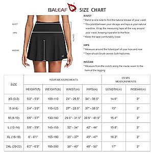 BALEAF Women's Pleated Tennis Skirt Skorts for Woman Golf Skirts with Pockets Athletic Running Workout Sports Black S