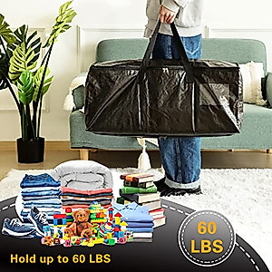 Fixwal Large Moving Storage Bags with Backpack Straps Strong Handles & Zippers, Black Foldable Heavy-Duty Tote for Space Saving, Alternative to Moving Boxes, Plastic Storage Bins (Set of 5)