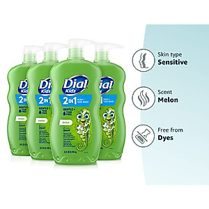 Dial Kids 2-in-1 Body+Hair Wash, Melon, 24 fl oz (Pack of 4)