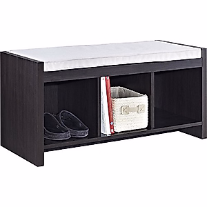 Ameriwood Home Penelope Entryway Storage Bench with Cushion, Espresso 17.68 in. high x 35.91 in. wide x 15.75 in. deep