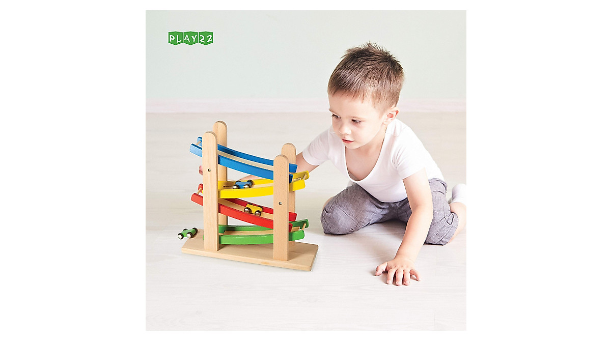 Play22 Wooden Car Ramps Race - Fun Toddler Toy Set