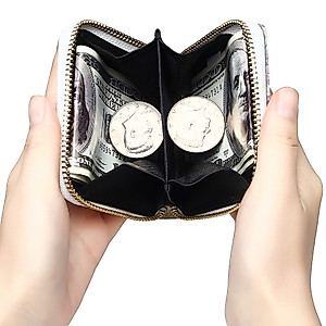 GEEAD Small Glitter Wallet for Women Girls Mini Coin Purse Pouches with Key Ring (Colourful - B)