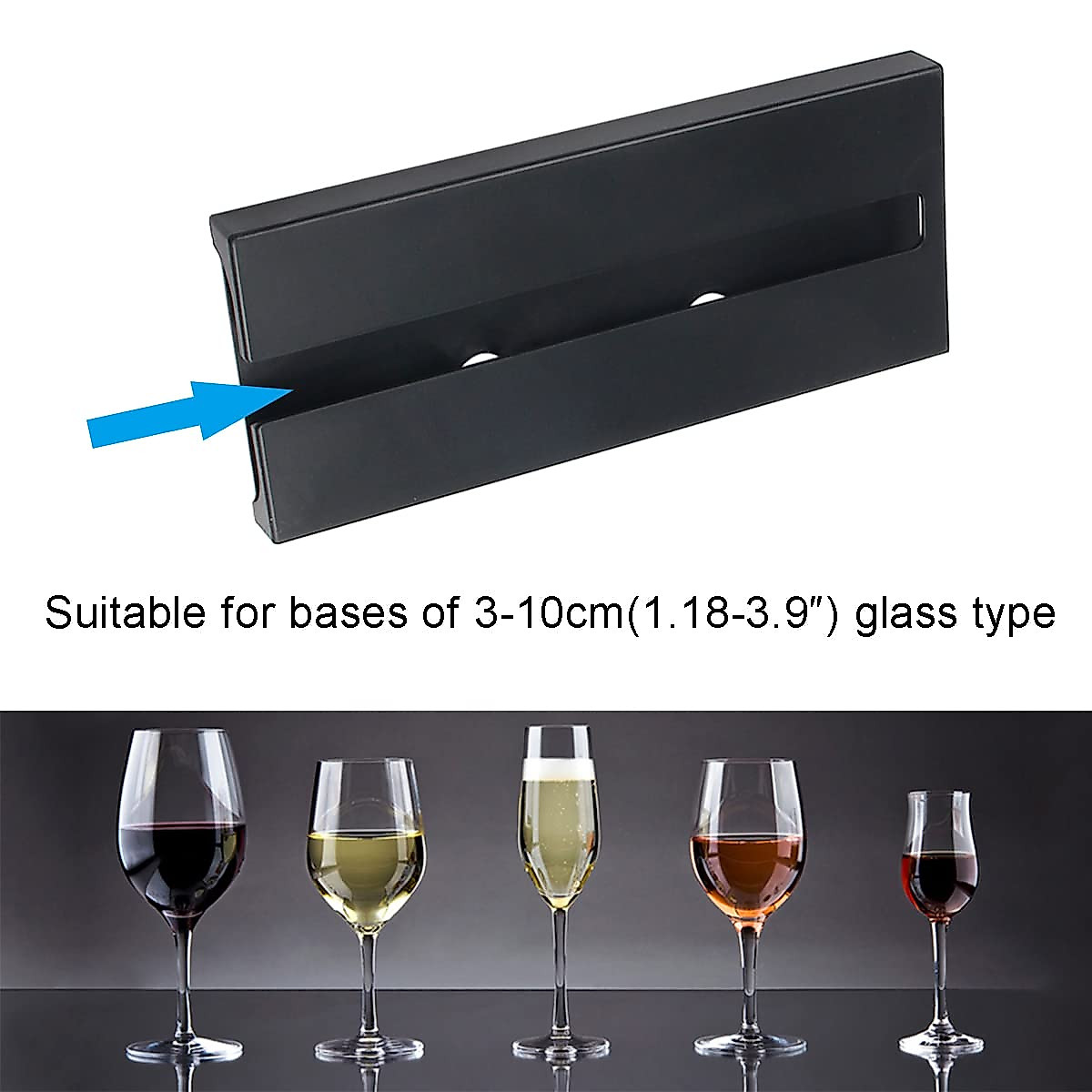 Jwinkumy Wine Glass Rack Under Shelf or Cabinet 2 Packs Stemware Holder Glassware Storage Hanging Organizer No Drill & Screws for Bar Kitchen Restaurant, Black