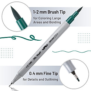 Mr. Pen- Dual Tip Brush Pens, 12 Colors, Brush Pens, Brush Markers, Dual Brush Pens, Markers for Kids Adults Coloring, Art Markers for Adults, Dual Tip Markers.