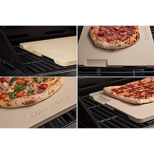 ROCKSHEAT K Large Pizza Stone Heavy Duty Baking Grilling Stone 20" x 13.5", Perfect for Oven, BBQ and Grill. Innovative Double - Faced Built - in 4 Handles Design