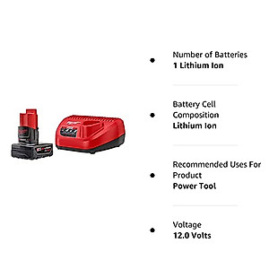 Milwaukee M12 12-Volt Lithium-Ion XC Battery Pack 4.0 Ah and Charger Starter Kit