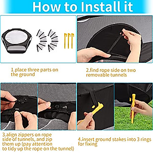 Small Animal Playpen with Toy Tunnel, Waterproof Pet Playpen Guinea Pig Cage Rabbit Cage Breathable Tent Yard Fence with Top Cover Cat Outdoor Enclosure Bunny Cage Indoor for Hamster, Ferret, Hedgehog