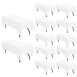 Pesonlook 12 Pack White Tablecloth-60 x 126Inch Rectangle Tablecloth Polyester Table Cloth for 8 Feet Rectangle Tables,Washable Fabric Table Cover for Wedding/Buffet Party/Dining Table/Events