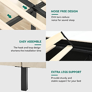 YITAHOME Beige Queen Bed Frame, LED Platform Bed with Wooden Slat, Adjustable Upholstered Headboard Bed with 4 Storage Drawers, No Box Spring Required, Easy Assembly