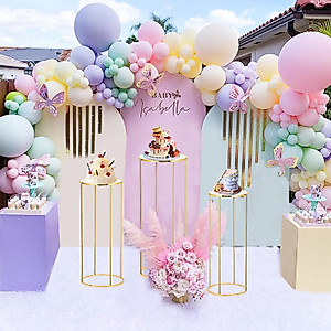 Bonastella Cylinder Stands for Party, 3PCS Cylinder Pedestal Stand, Cilindros Para Fiestas Cake Table Stand for Parties Metal Plant Stand Cylinder Tables for Parties Round Cylinder Stands for Party