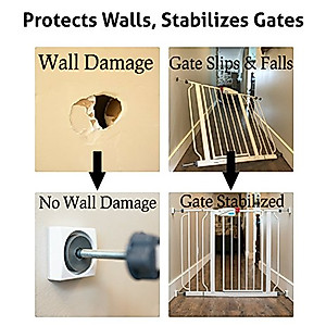 Wall Nanny Mini - Smallest Baby Gate Wall Protector (Made in USA) Protect Walls & Doorways from Pet Gates & Dog Gate Spindles - Child Pressure Mounted Baby Gate for Stairs Wall Cup (White) 4 Pack