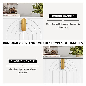 HLR Accent Wood Grain Cabinet with 2 Doors, Storage Cabinet Sideboard with Gold Metal Legs for Living Room,Entryway and Kitchen Dining Room, White