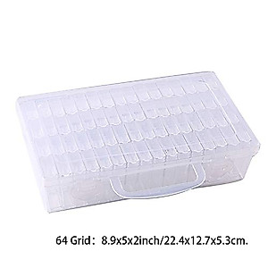 KANTANZE Diamond Painting Storage Boxes, 64 Grids Bead Storage Containers Box Plastic Organiser Case for Craft Bead Nail Screw Jewellery