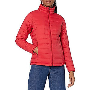 Amazon Essentials Women's Lightweight Long-Sleeve Water-Resistant Puffer Jacket (Available in Plus Size), Red, X-Large