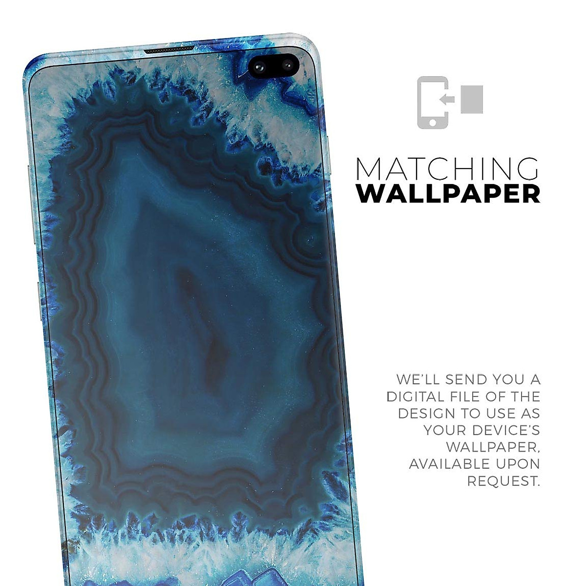 DesignSkinz Vivid Blue Agate Crystal Protective Vinyl Decal Wrap Skin Cover Compatible with The Samsung Galaxy S20 (Screen Trim & Back Glass Skin)