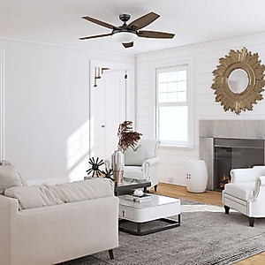 Honeywell Ceiling Fans Carmel, 48 Inch Contemporary Indoor LED Ceiling Fan with Light, Remote Control, Dual Mounting Options, Dual Finish Blades, Reversible Motor - 50197-01 (Bronze)