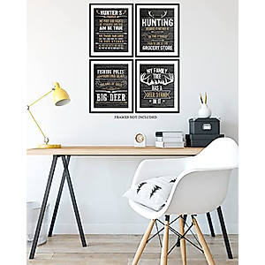 Fishing and Hunting Decor Wall Art Set of 4 - Hunting Wall Art Decor - Gifts for Hunters & Fisherman - Rustic Hunting Cabin Decor - Farmhouse Hunting Wall Decor - 8x10 unframed prints