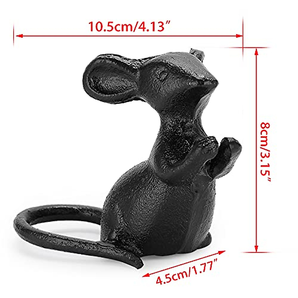 OwnMy 2 Cast Iron Cute Mouse Figurine Sculpture Black Mice Statues Carved Desktop Ornaments Figurines, Decorative Creative Animal Figurine Indoor Outdoor Statues for Garden Patio Yard Home Decoration