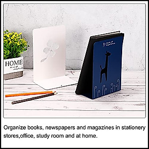 PATIKIL Bookend, 2 Set Giraffe L-Shaped Metal Desk Organizer Book Support Stand for Stationery Desktop Office Accessories, Black