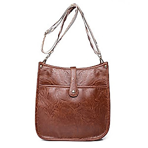 Qyoubi Women's Crossbody PU Leather Shoulder Handbag Ladies Tote Purse Designer Messenger Hobo Bag Brown
