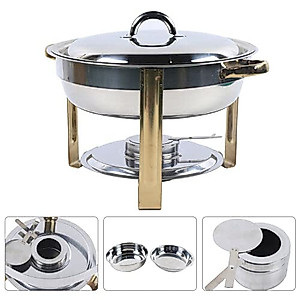 Chafing Dish Buffet Set, Stainless Steel Chaffing Server Set, 4L Large Capacity Chaffing Warming Tray, Round Buffet Warmer Set for Brunches, Catering, Parties, Wedding