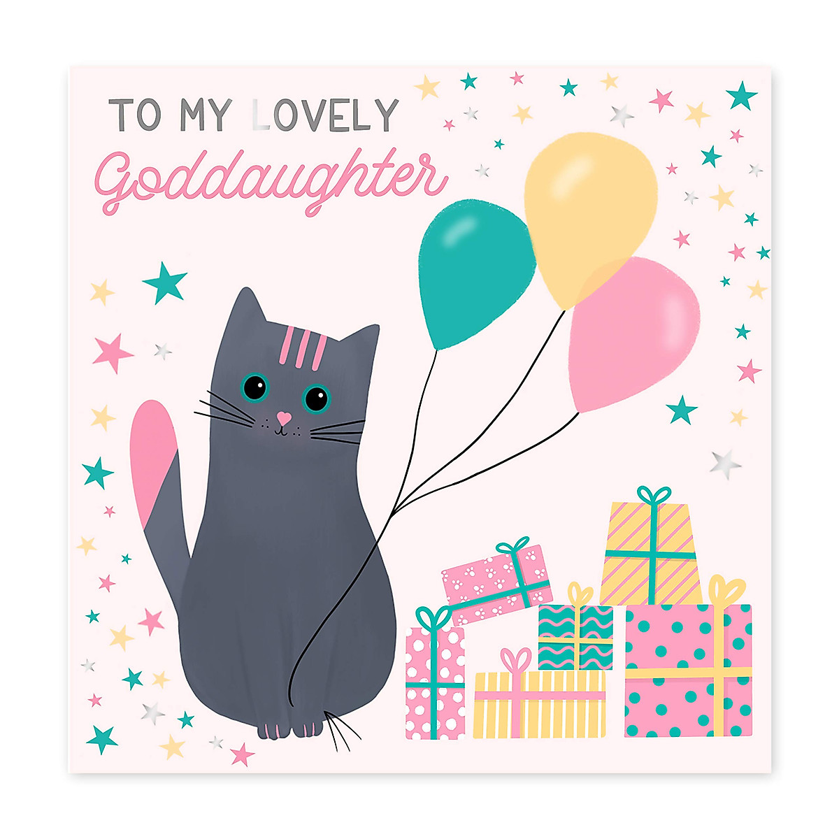 CENTRAL 23 - Cute Birthday Cards for Her - 'To My Lovely Goddaughter' - Cat Birthday Card - Goddaughter Birthday Card - Fun Birthday Cards for Women - Comes with Fun Stickers