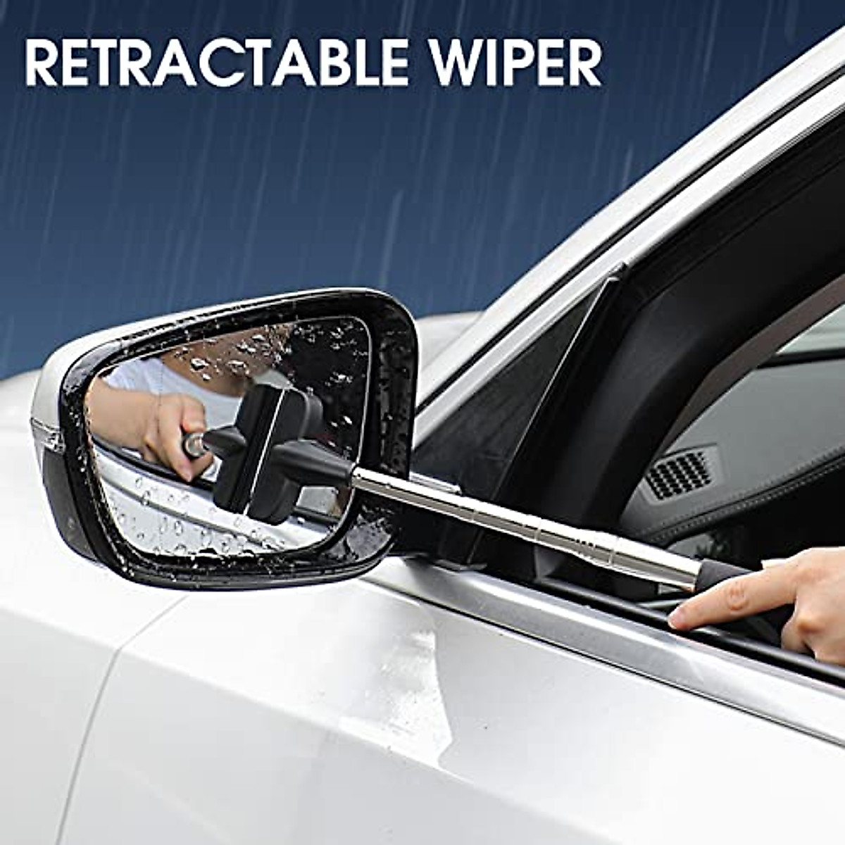 Saterkali Rearview Mirror Retractable Wiper with Double-Layer Brush Head, Portable Cleaning Car Rearview Mirror Rain Remover for Car Windshield, Window, Mirror, Glass Door Pink