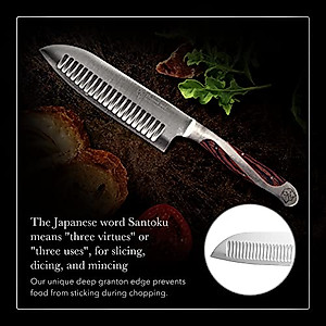 5.5 Inch Japanese Style Santoku Knife | Hammer Stahl | High Carbon Stainless Steel Kitchen Knife | Razor Sharp Multipurpose Chopping Knife for Meat, Vegetable & Fruit with Ergonomic Handle & Gift Box