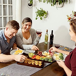 Unique Bamboo Cheese Board, Charcuterie Platter and Serving Tray for Wine, Crackers, Brie and Meat, 15.7 x 3.9 x 0.6 inch