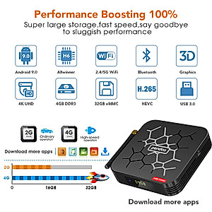 Android TV Box, Pendoo X6 PRO Android TV Box 4GB RAM 32GB ROM, 2.4GHz/5GHz Dual-Band WiFi BT Quad-Core 64Bits 3D/4K Full HD/H.265/USB3.0 Android Box