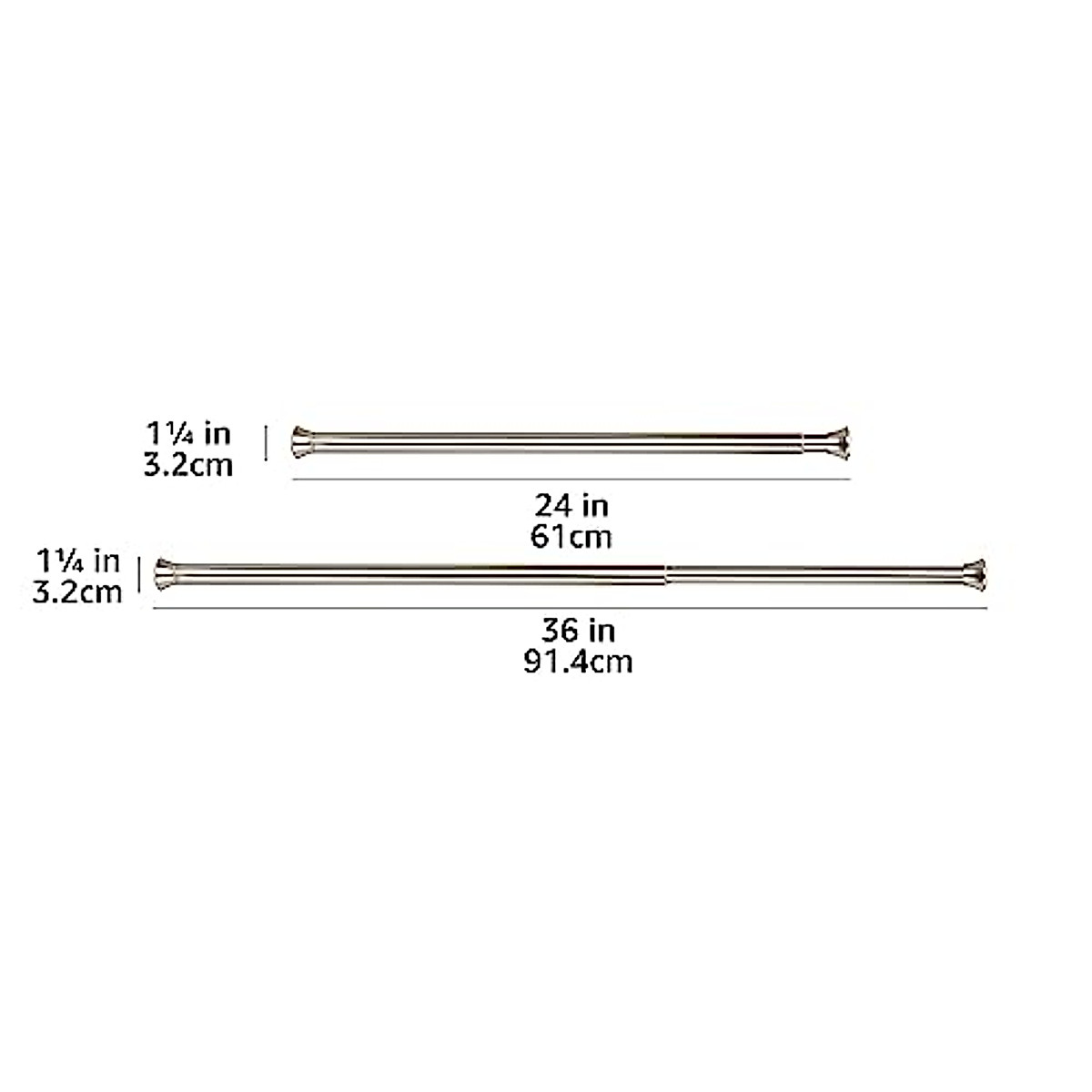 Amazon Basics Tension Curtain Rod, Adjustable 24-36" Width - Nickel, Classic Finial