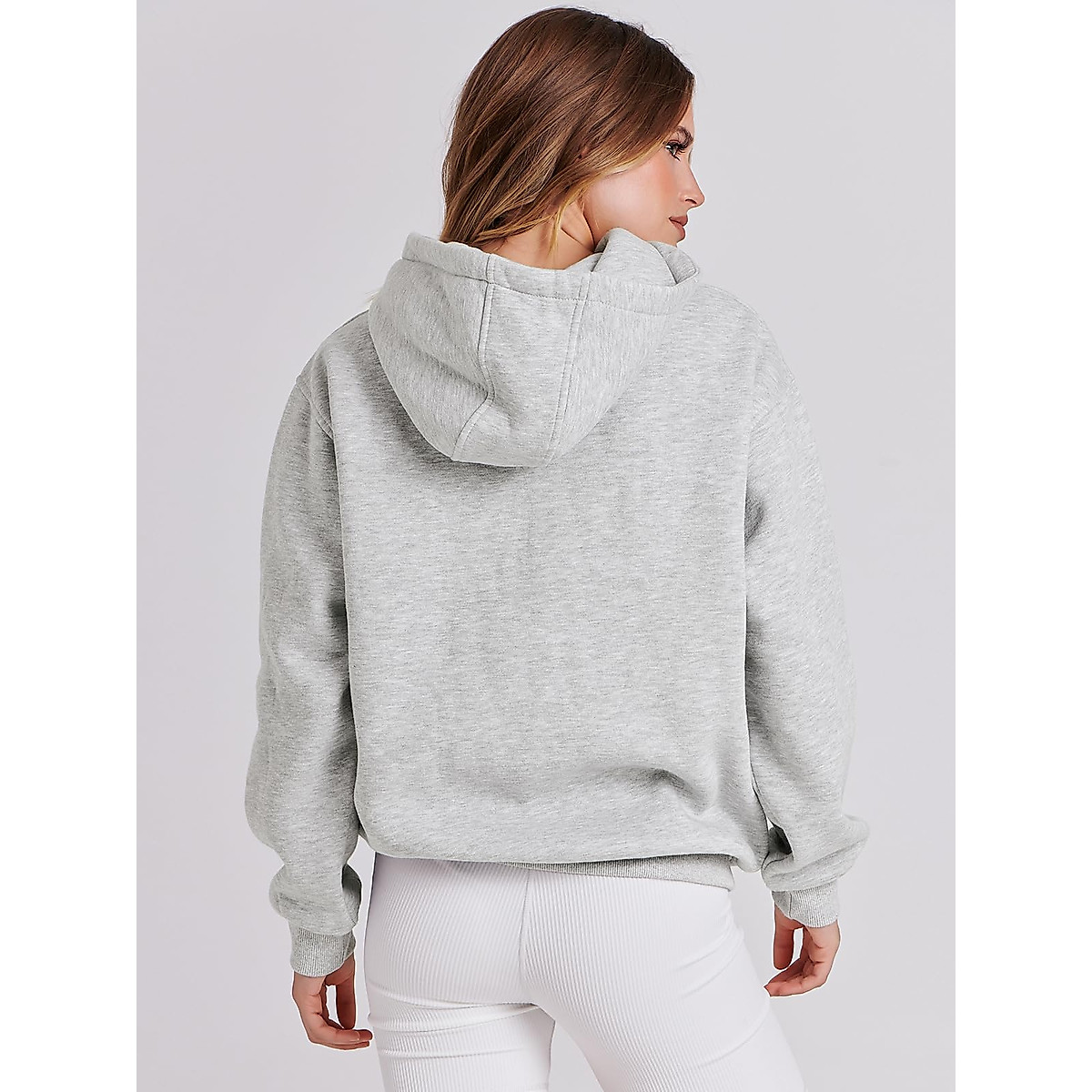 ANRABESS Women's Oversized Fleece Hoodies Basic Pullover Sweatshirt Fall Fashion 2025 Outfits Trendy Y2k Teens Preppy Clothes Heather Gray-L