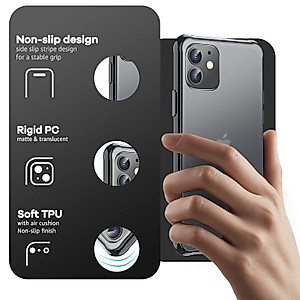 ORIbox for iPhone 11 Case Black,Translucent Matte case with Soft Edges, Lightweight,iPhone 11 Phone Black Case for Women Men Girls Boys Kids