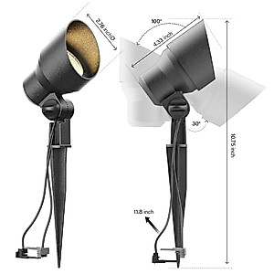 VENUS MANUFACTURING 6 Pack Low Voltage Landscape Spotlight 3W LED Outdoor Landscape Lighting Kits 200 Lumen Black Waterproof Flood Lights 12V 3000K Warm White Metal Tree Lights for Garden & Yard