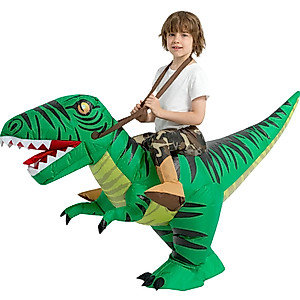 tasanor Blow Up Raptor Costume,Inflatable Costumes for Kids,Inflatable Dinosaur Costume,Halloween Costumes for Girls/Boys (4-6YRS)