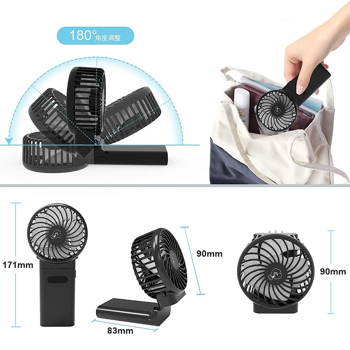 Mini Handheld Fan,Portable Foldable USB Fans with Smart Led Digital Display,Quiet Small Desk Fan with 4 Speed,Personal Rechargeable 4000mAh Battery Operated Fan for Office Outdoor Sport Home Traveling